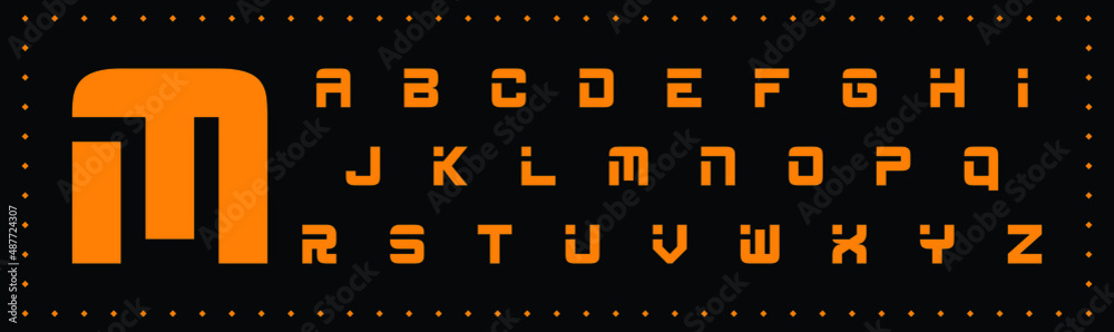 M Modern Tech Alphabet Letter Fonts. Typography minimal style font set ...