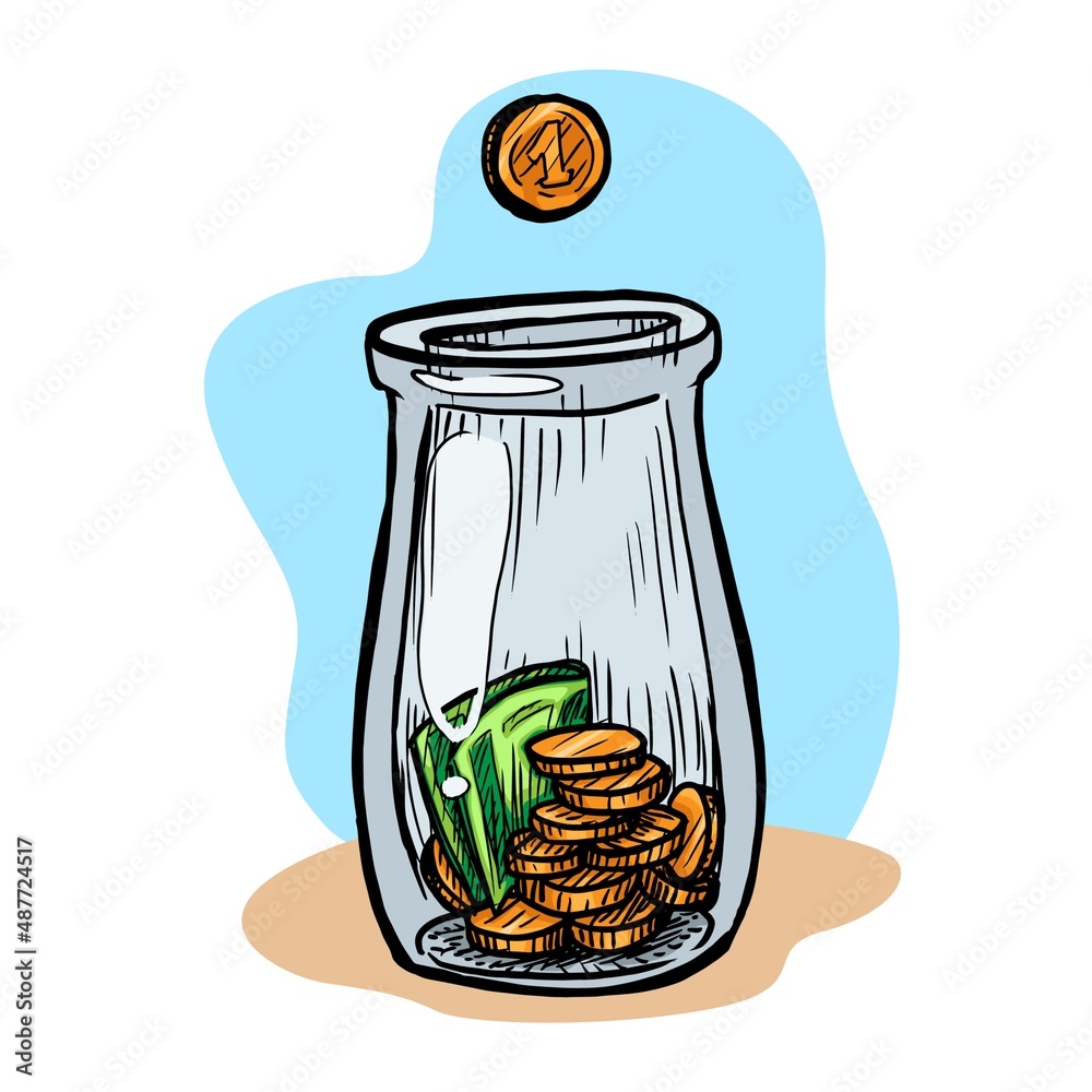 Tip jar vector illustration on white background Stock Vector | Adobe Stock