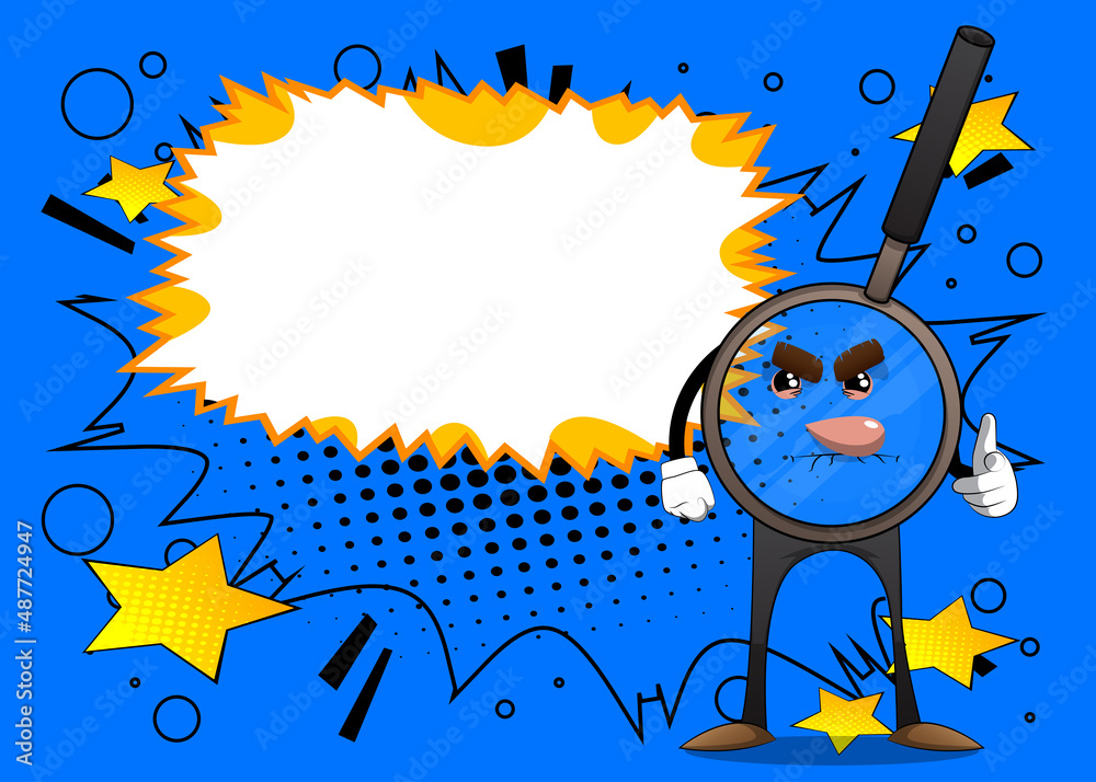 Magnifier pointing at the viewer with his hand. Cartoon Character ...