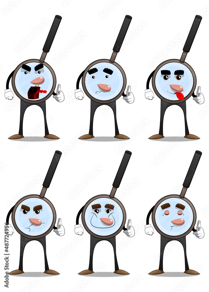 Magnifier pointing at the viewer with his hand. Cartoon Character ...