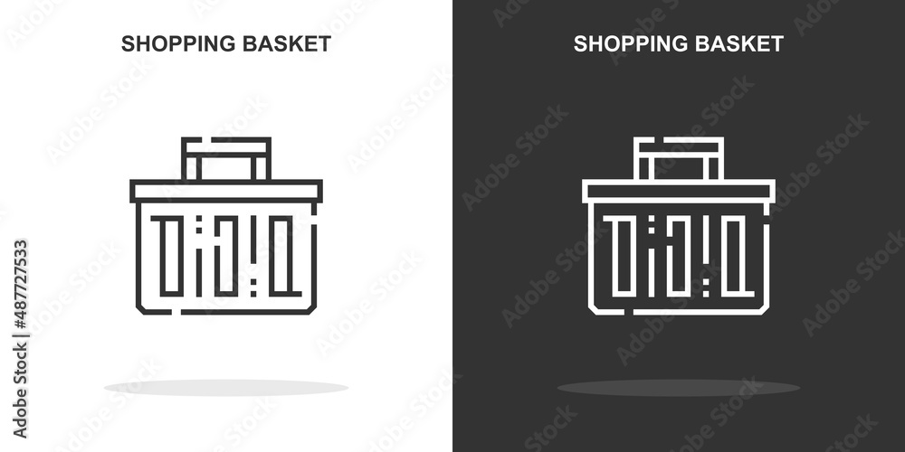 shopping basket line icon. Simple outline style.shopping basket linear ...