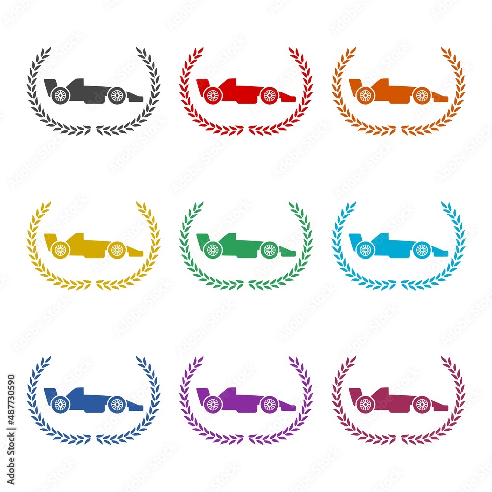 Formula 1 racing car icon or logo, color set Stock Illustration | Adobe ...