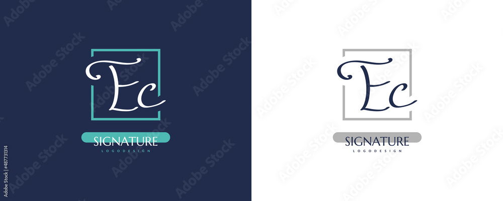 Initial E and C Logo Design with Elegant and Minimalist Handwriting ...