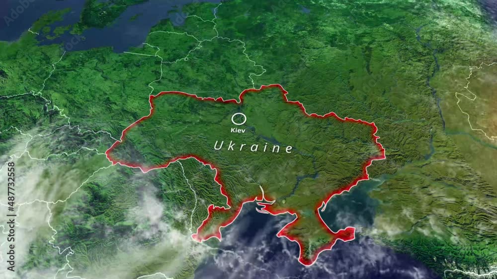 Physical map of Europe, Ukraine and borders. Russia and Belarus, Crimea ...