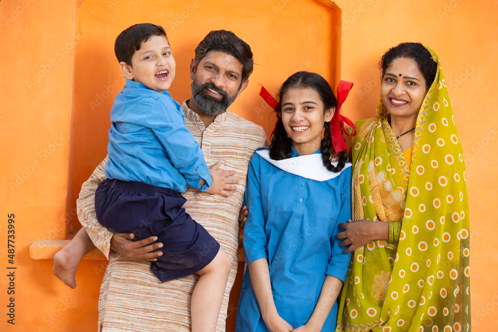 Happy Indian Rural Family