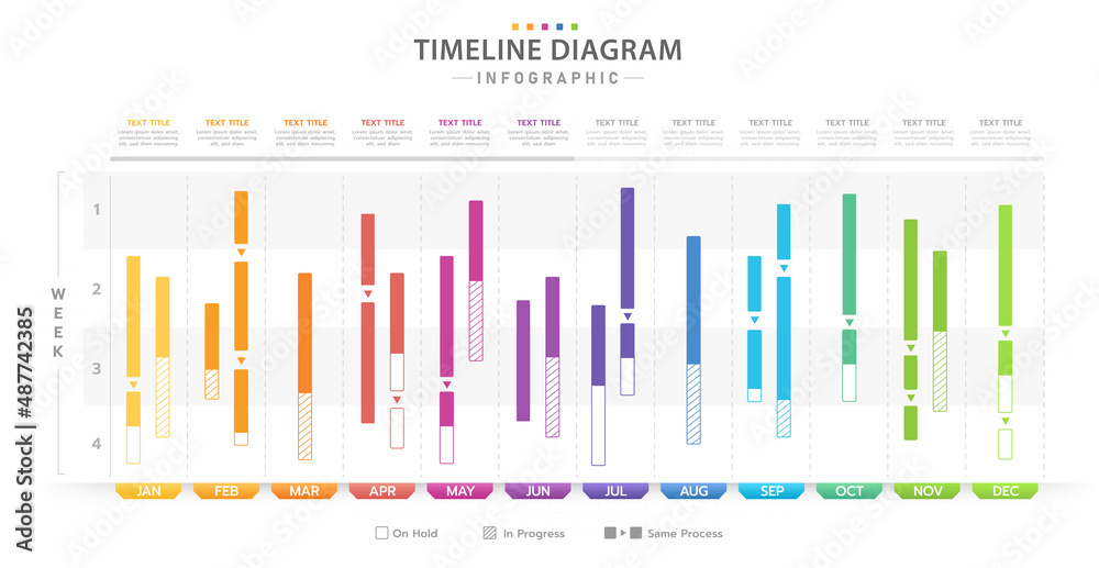 Infographic template for business. 12 Months modern Timeline Gantt ...
