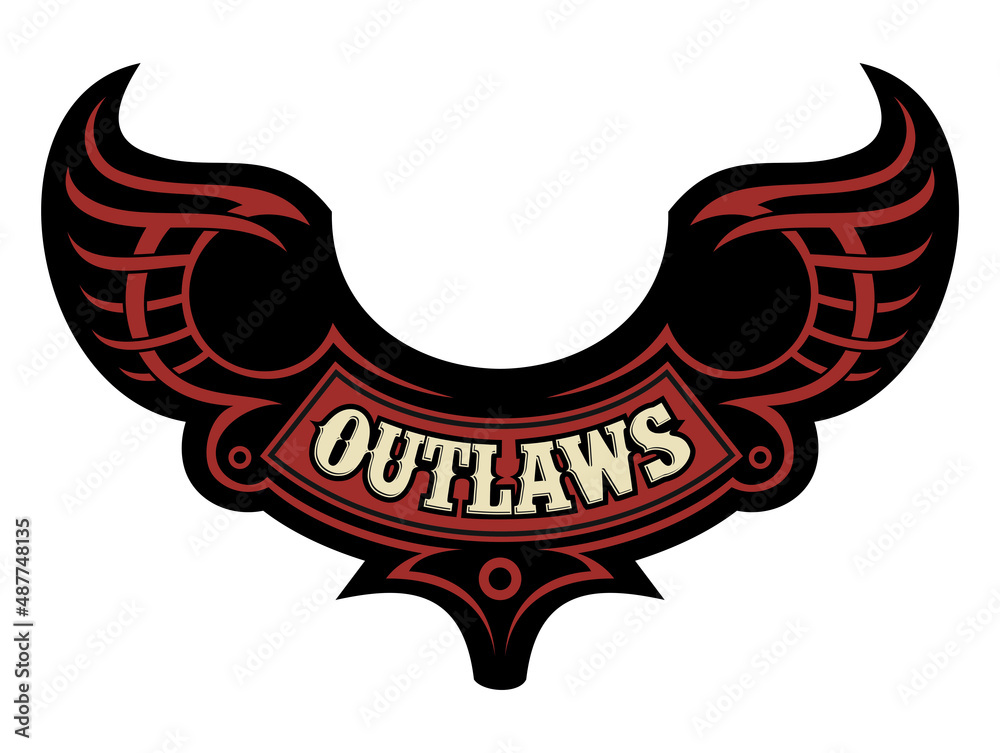 Vector emblem, patch with tribal ornaments and text outlaw. Vector ...