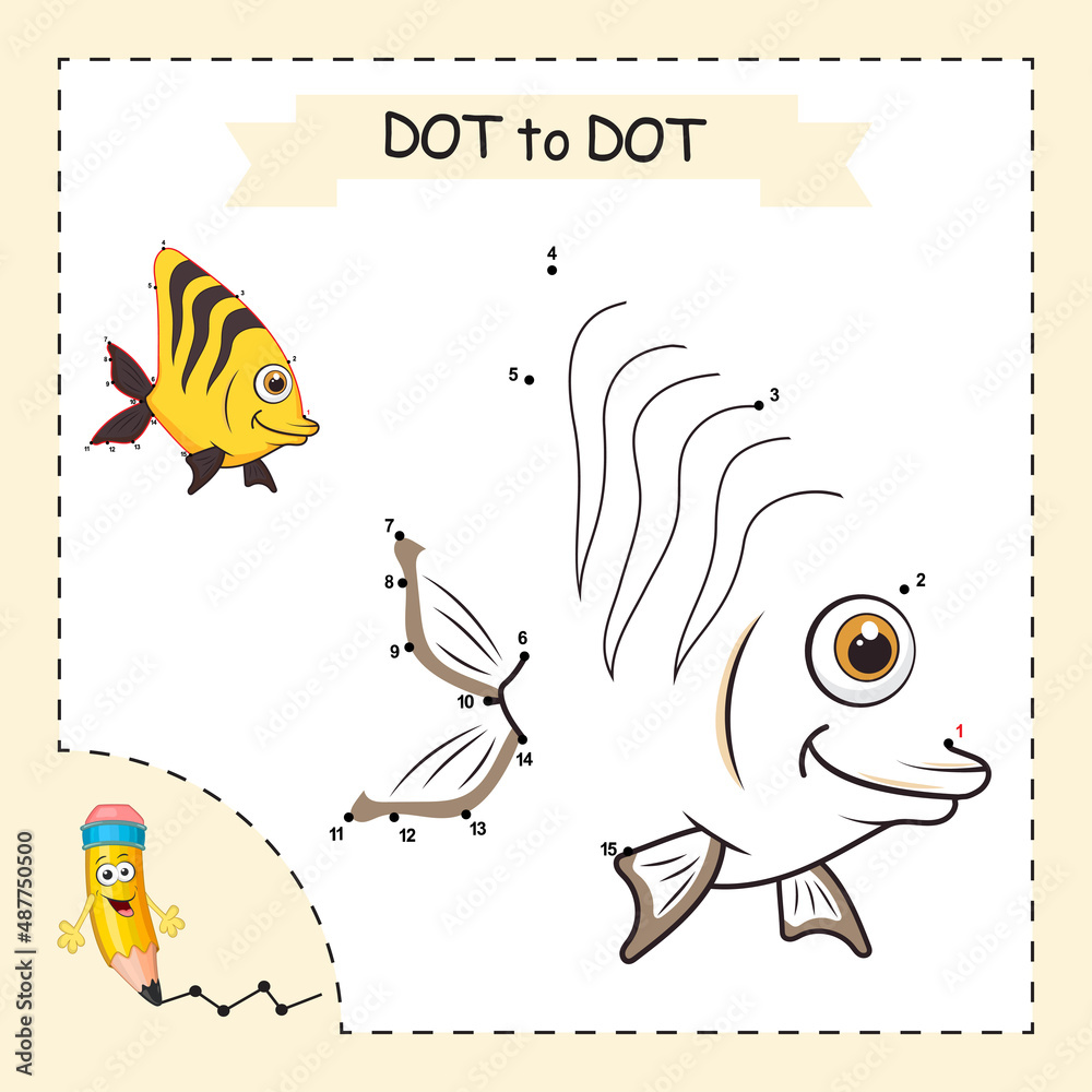 Dot to dot Game. Tropical Fish. Connect the dots by numbers to draw the ...