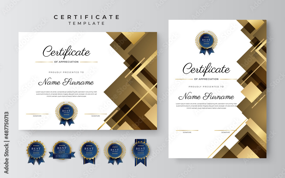 Premium gold certificate of achievement border template with luxury ...