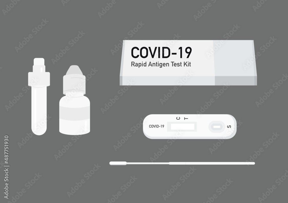 covid 19 rapid antigen test kit vector set isolated on dark background ...