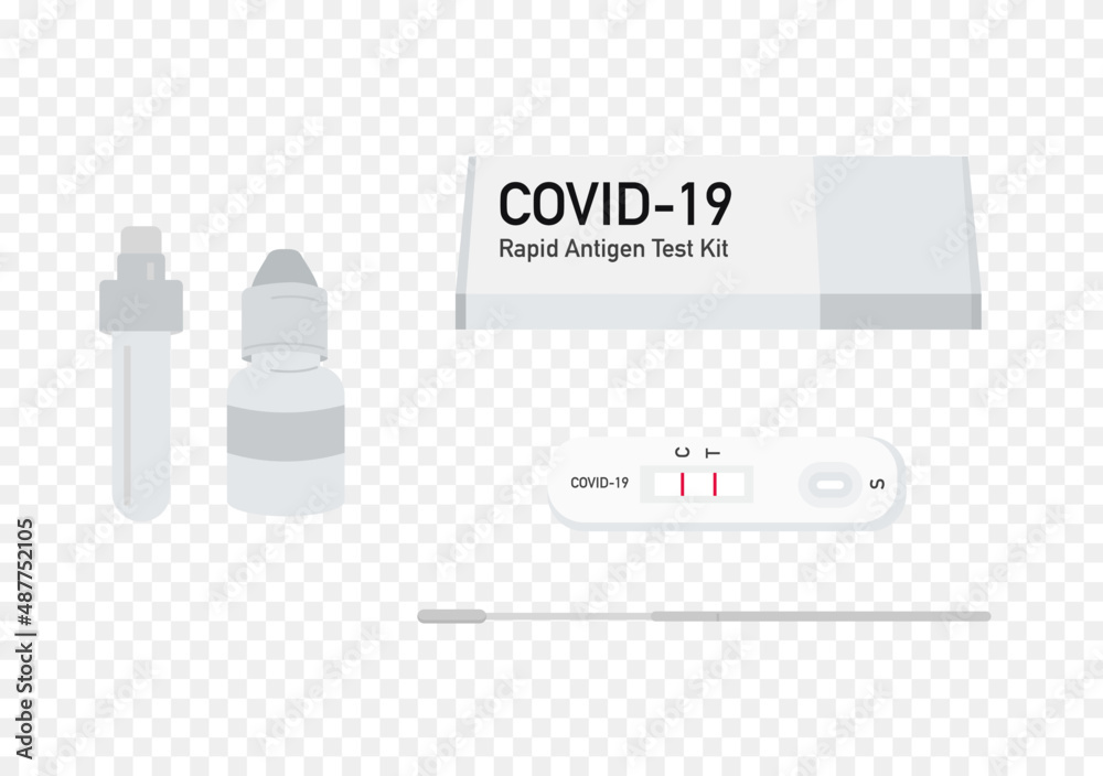 detected covid 19 rapid antigen test kit vector set isolated on ...