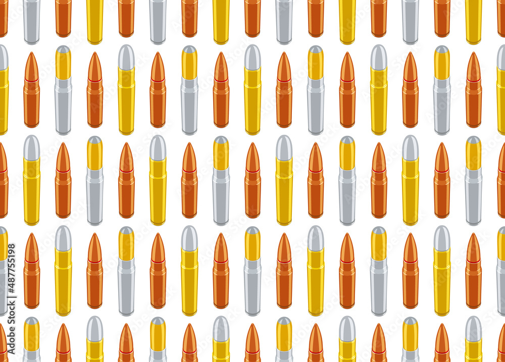 Seamless pattern with different types of rifle and carbine bullets ...