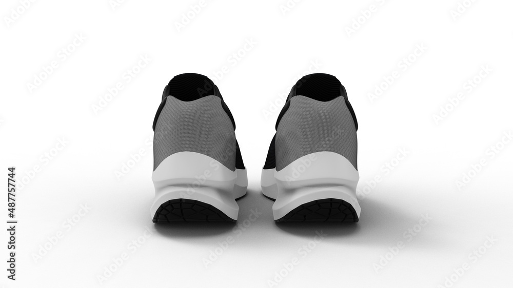 sneakers back view with shadow 3d render Stock Illustration | Adobe Stock