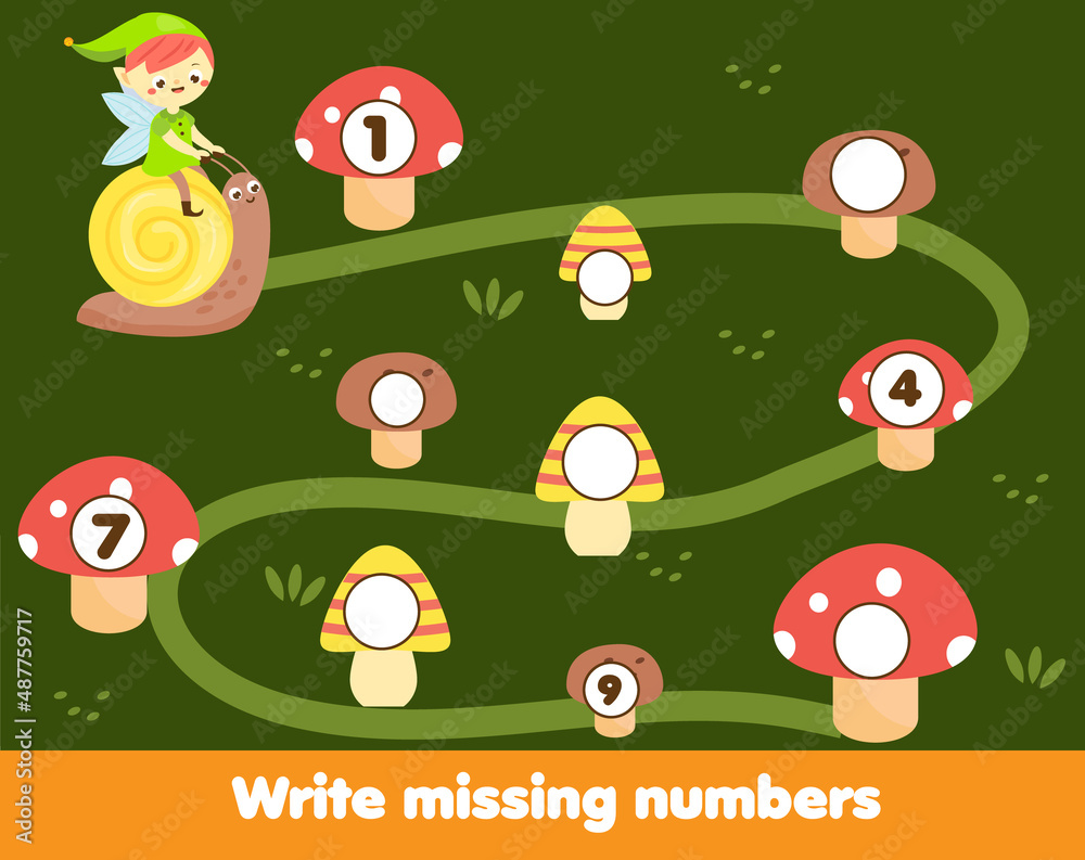 Mathematics educational game for children. Complete the row, write ...