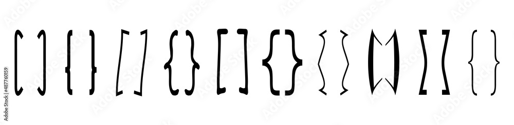 Curly brace set vector. Text brackets collection for messages, quotas ...