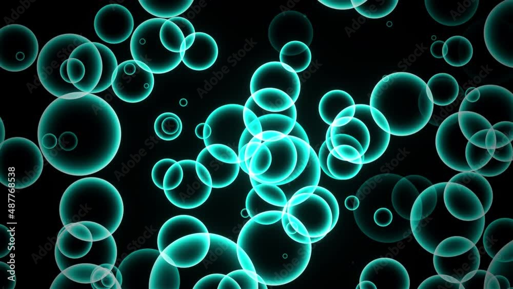 Beautiful neon blue bubbles floating up moving Seamless loop motion ...