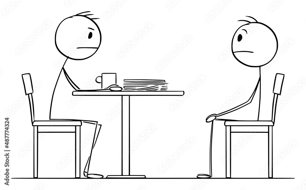 Person on Job Interview or Talking with Manager, Vector Cartoon Stick ...