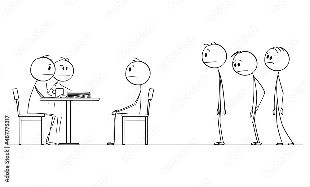 Person on Job Interview or Student on Examination, Vector Cartoon Stick ...