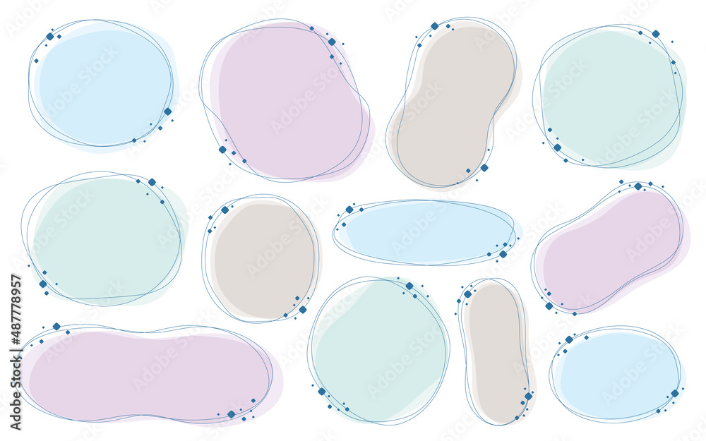 やさしい・やわらかい・ゆるい手書きのフレームセット／クールカラー Stock-Vektorgrafik | Adobe Stock