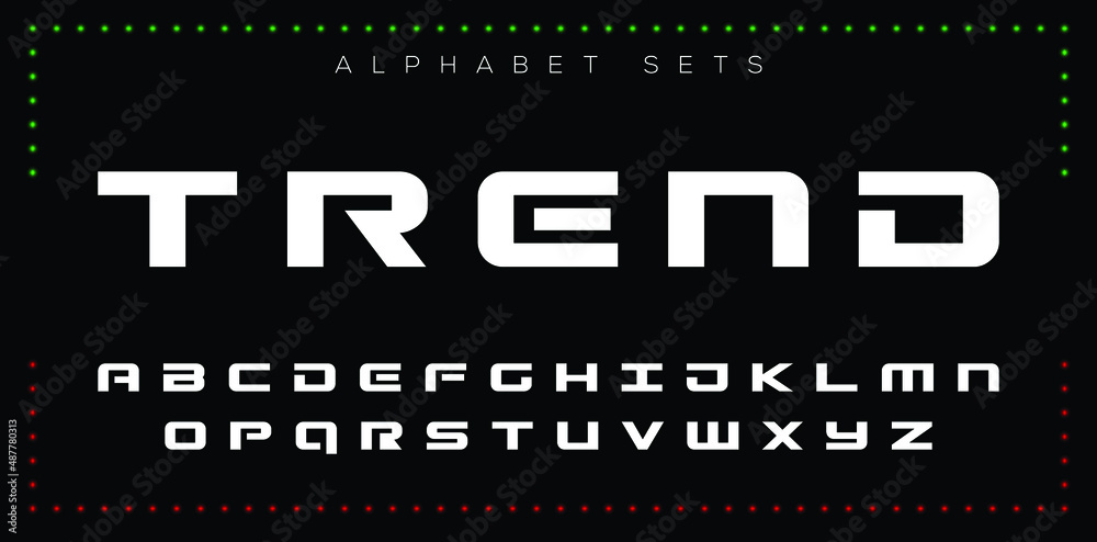 TREND, an Abstract tech futuristic alphabet letter font. Luxury digital ...