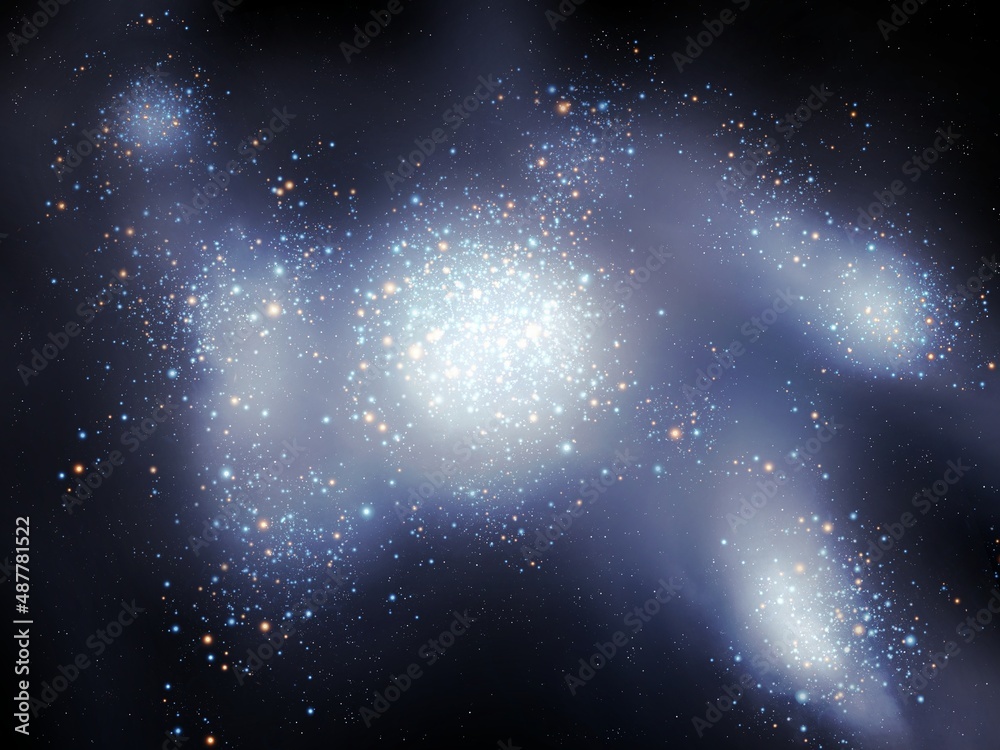 Cluster of stars in space. A large constellation of millions of stars ...