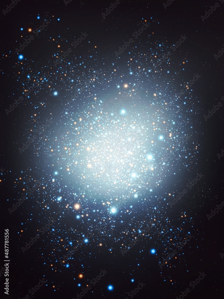 Cluster of stars in space. A large constellation of millions of stars ...