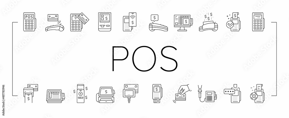 Pos Terminal Device Collection Icons Set Vector . Stock Vector | Adobe ...