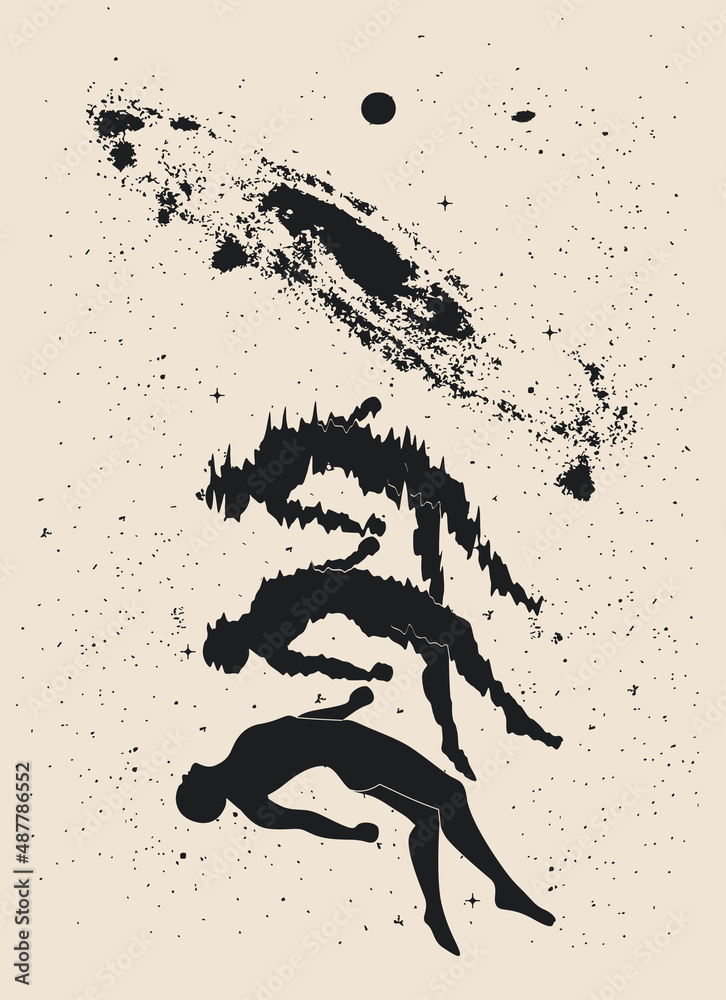 Astral travel out of body or reincarnation spiritual concept poster or ...