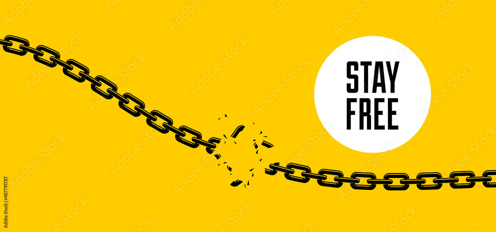 Breaking chain freedom and liberty concept vector illustration in ...