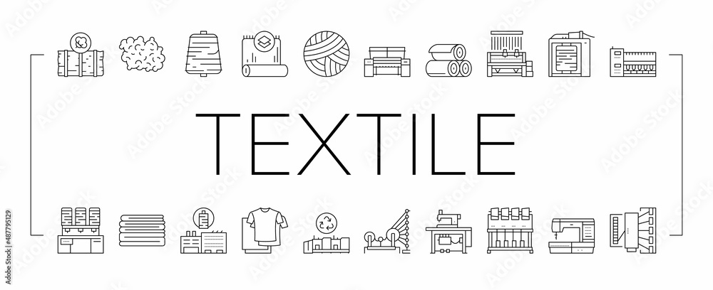 Textile Production Collection Icons Set Vector . Stock Vector | Adobe Stock