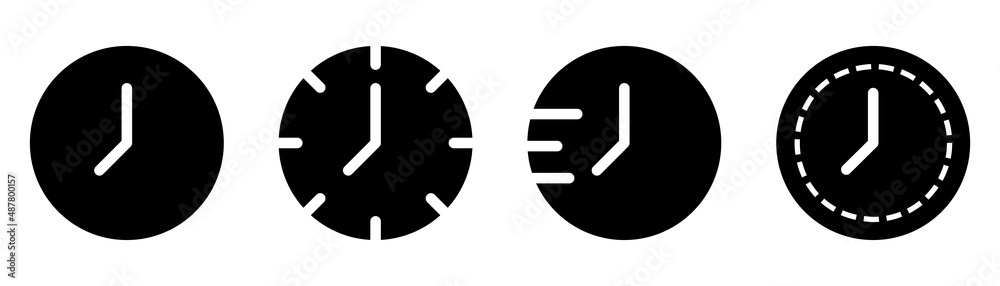 Clock icon set. Time icon in glyph. Watch symbol in solid. Clock sign ...