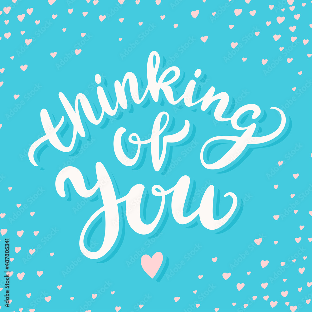 Thinking of you. Vector handwritten lettering card. Stock Vector ...