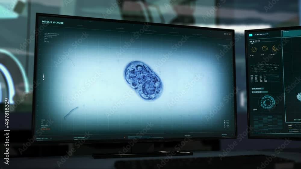 Cell Mitosis Process Showing Via High Tech Scientific Program. Research ...