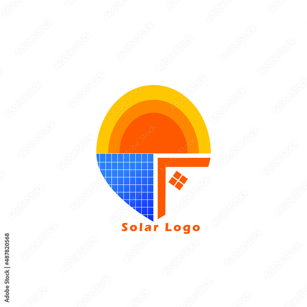 Vetor de Logo of solar.vector illustration.Sun solar energy logo design ...