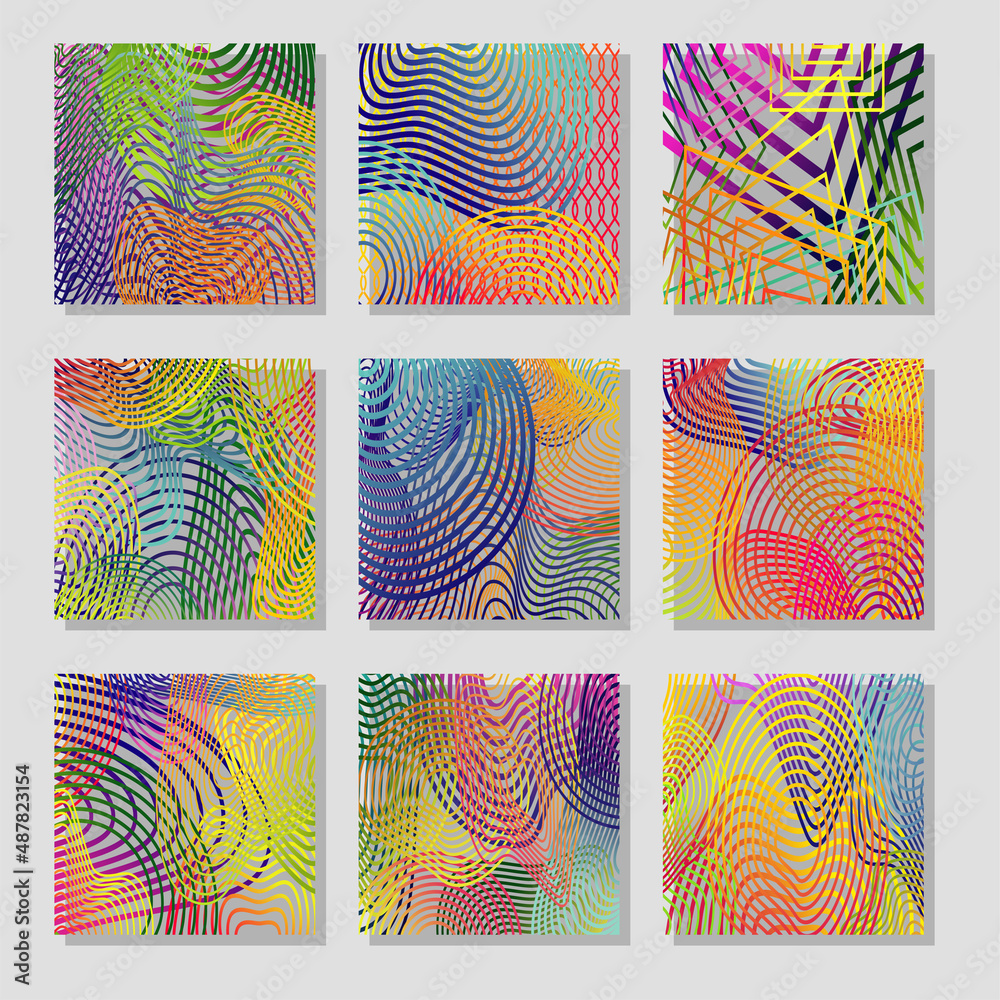 Multicolor abstract background vector set. Texture with smooth lines in ...