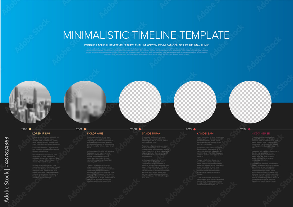 Infographic minimalistic timeline template with photos in circles Stock ...