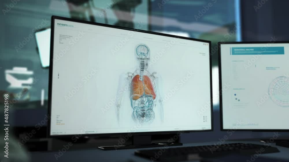 Biological Lab Lung Analysis On Screen In Modern Medical Interface With ...
