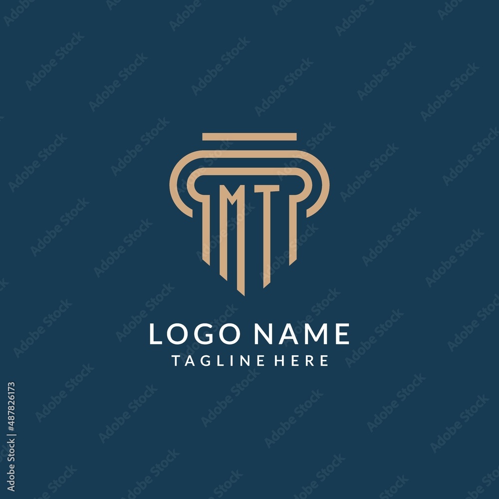 Initial MT pillar logo style, luxury modern lawyer legal law firm logo ...