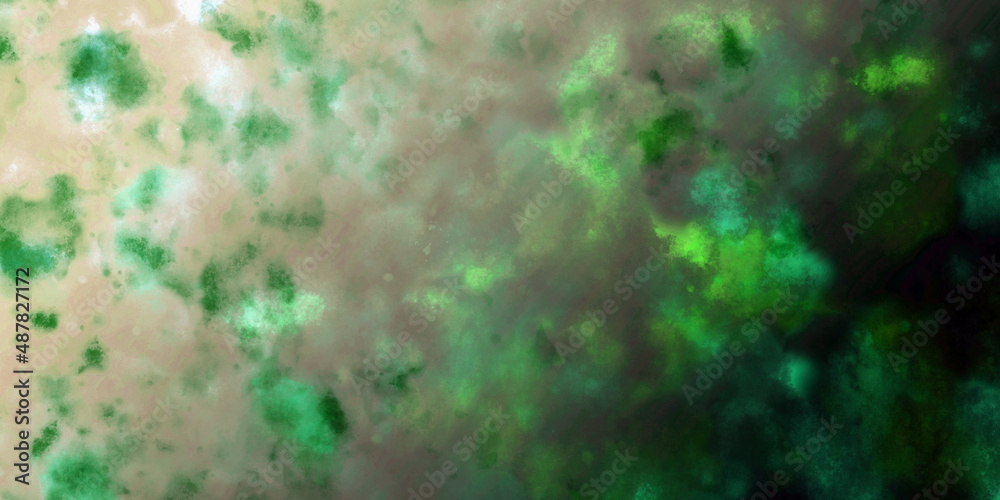 Watercolor green glowing spots on a gradient background. Abstract ...