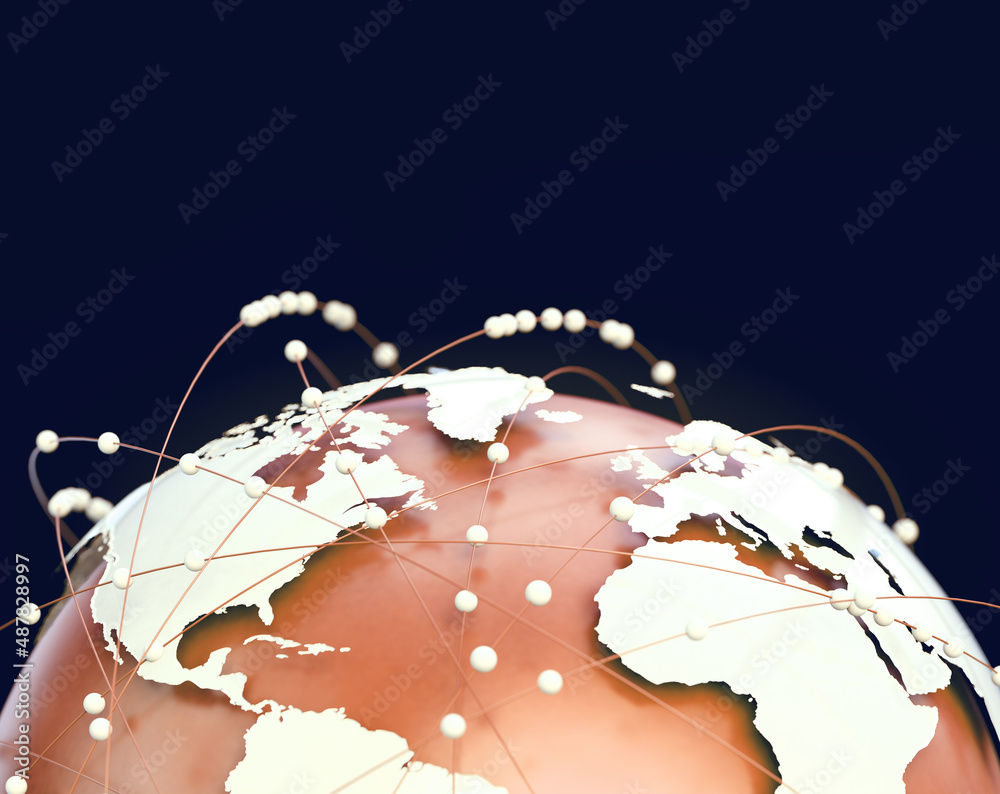 Concepto de tecnología global y red de información.Ilustración 3d ...