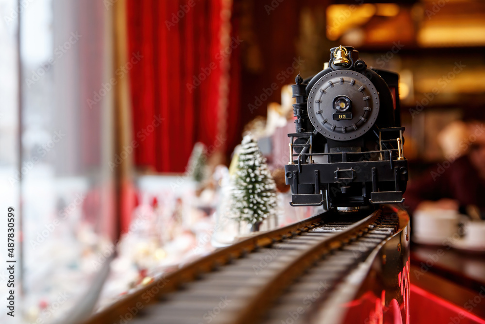 Model railroad steam locomotive and railway. Stock Photo | Adobe Stock