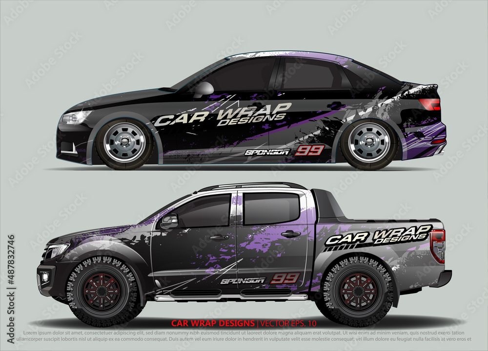 car wrap design. simple lines with abstract background vector concept ...