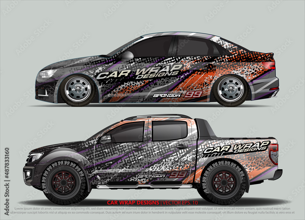 car wrap design. simple lines with abstract background vector concept ...