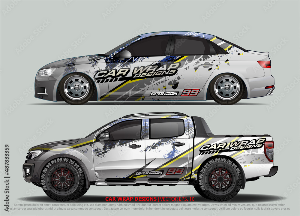 car wrap design. simple lines with abstract background vector concept ...