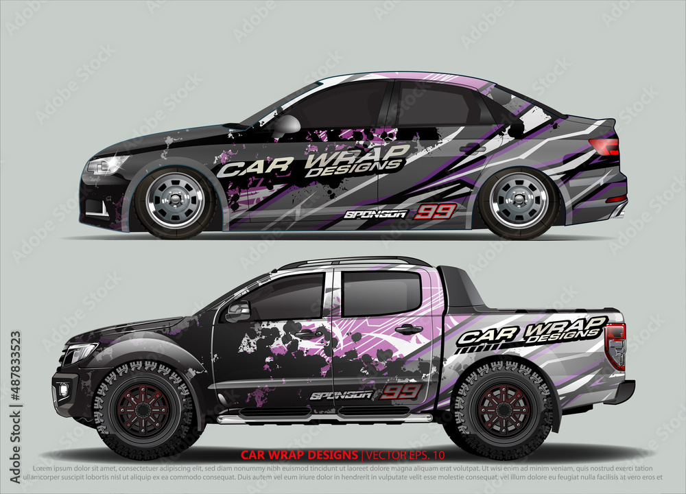 car wrap design. simple lines with abstract background vector concept ...