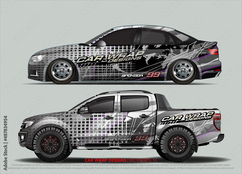 car wrap design. simple lines with abstract background vector concept ...
