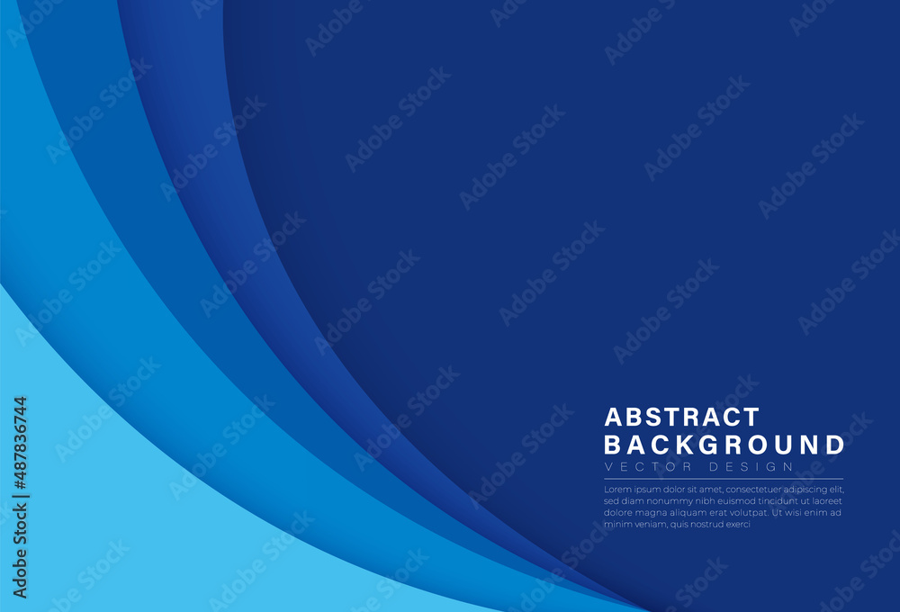 Abstract blue curve paper layers background. Minimal style gradient ...