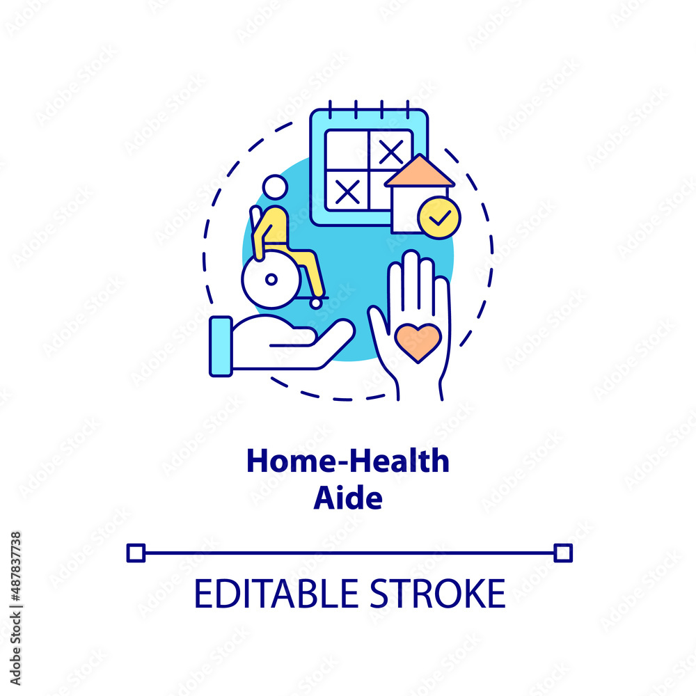 Home-health aide concept icon. Seriously ill patient care. Hospice ...
