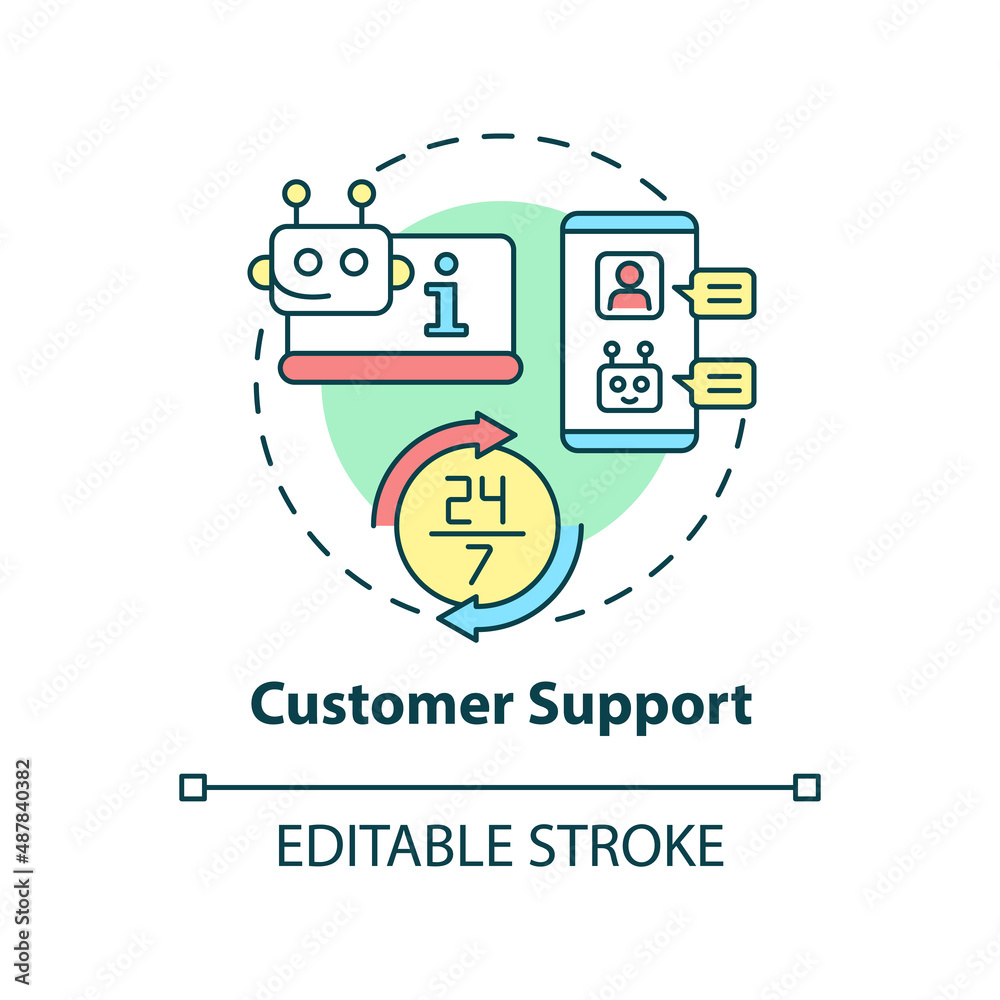 Customer support concept icon. Examples of automation in business ...