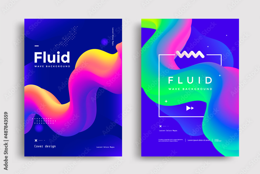 Creative poster design with 3d flow shape. Liquid wave colorful form ...